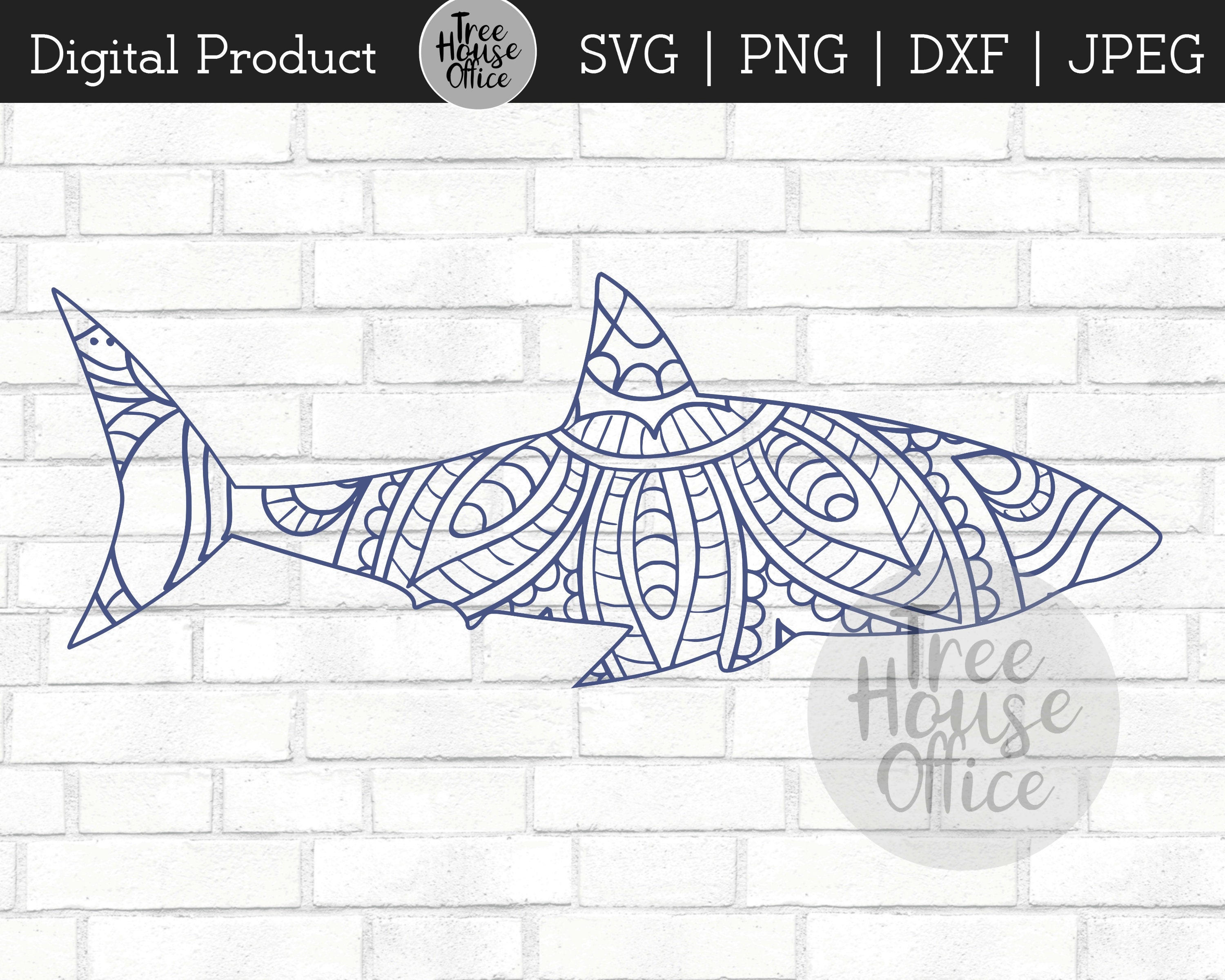 Shark Zentangle SVG DXF/jpeg/png Shark Mandala Clipart Shark | Etsy