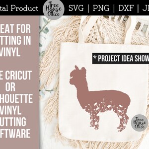 Floral Alpaca SVG, Alpaca Silhouette With Flowers PNG, Wildflower ...