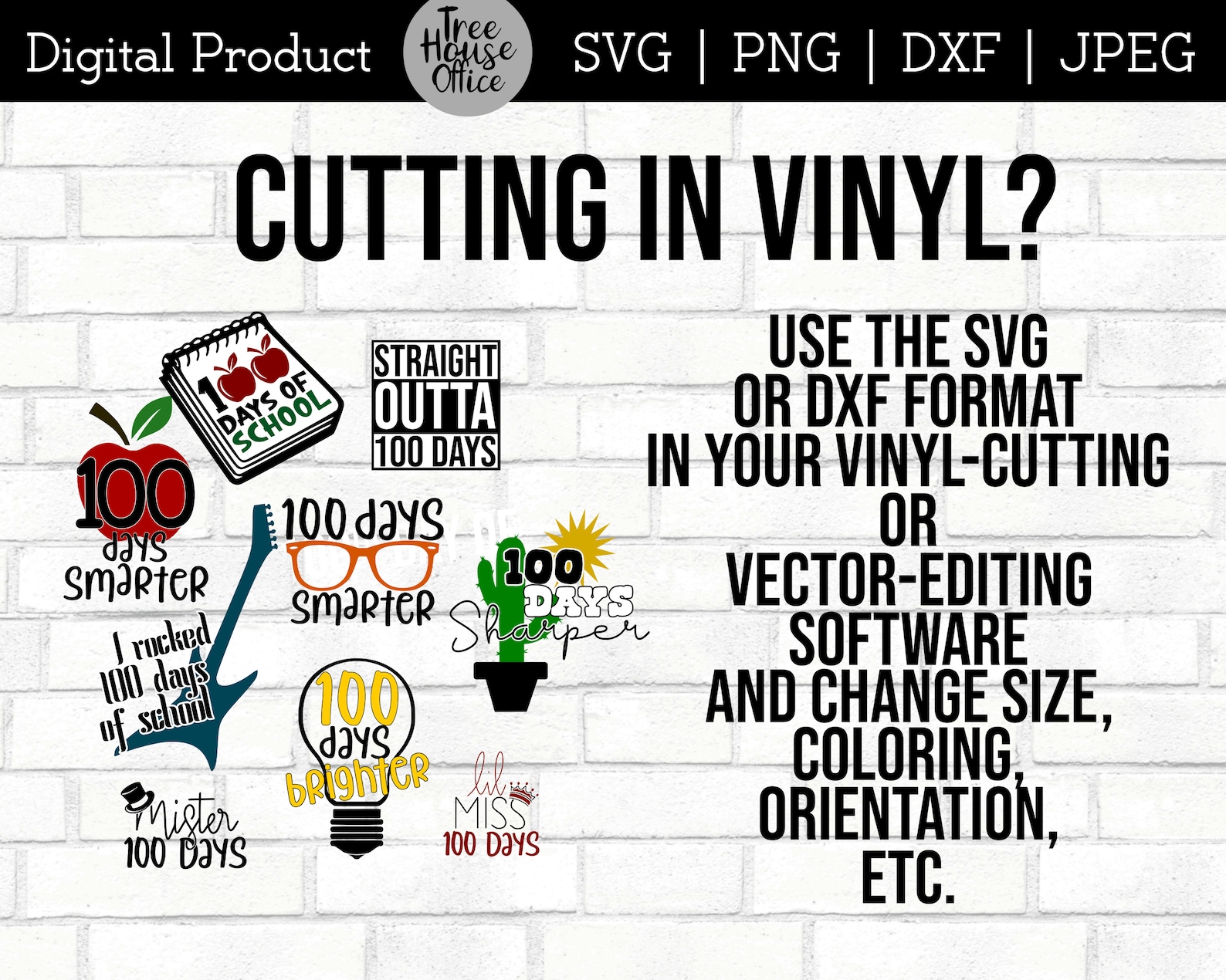 100 Days of School Bundle SVG JPEG PNG 100th Day of School | Etsy