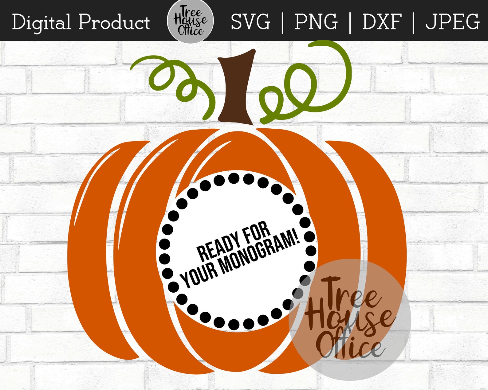 Pumpkin Circle Monogram SVG Jpeg Png Dxf Pumpkin | Etsy