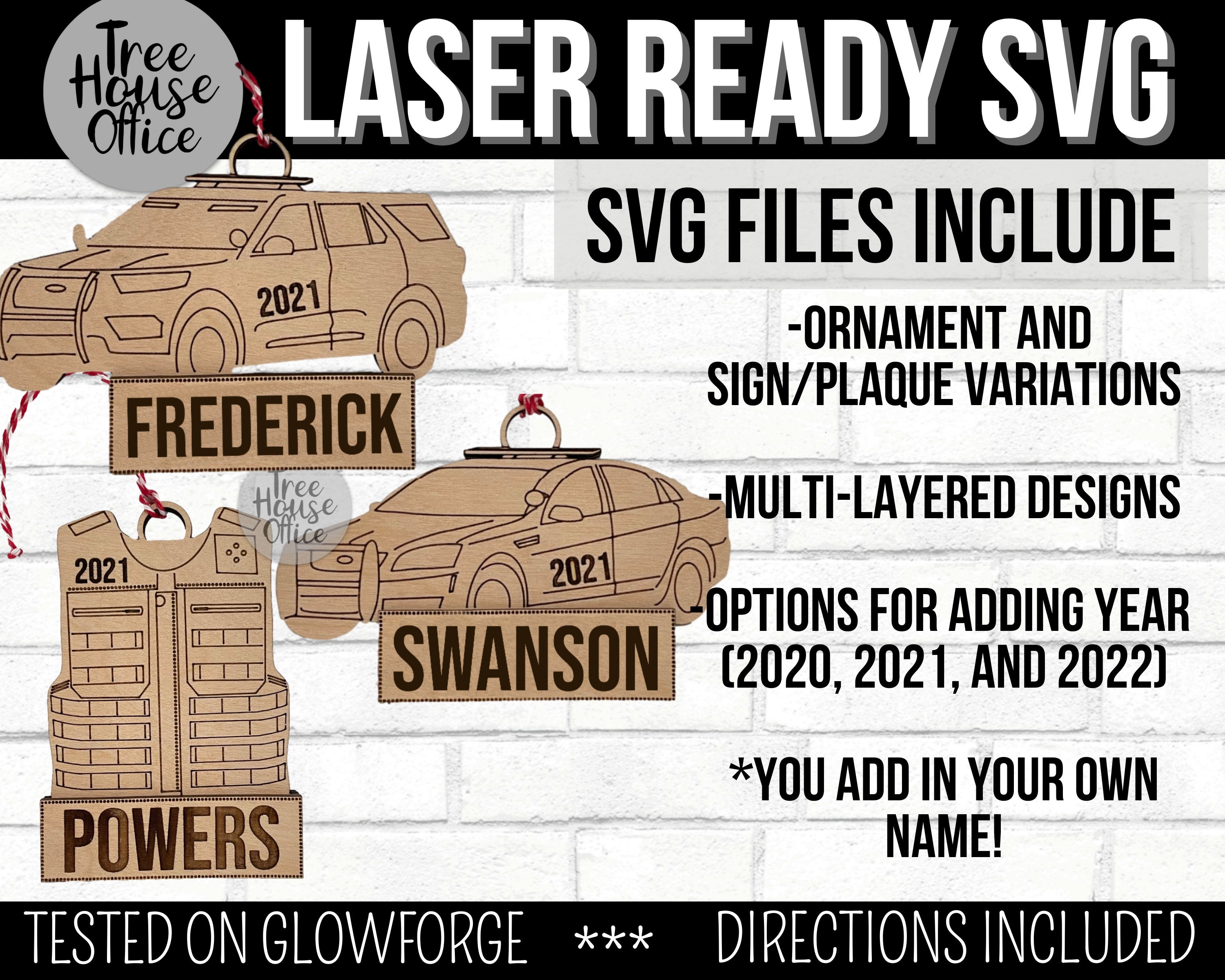 Law Enforcement Ornament SVG for Laser Glowforge Police Vest - Etsy