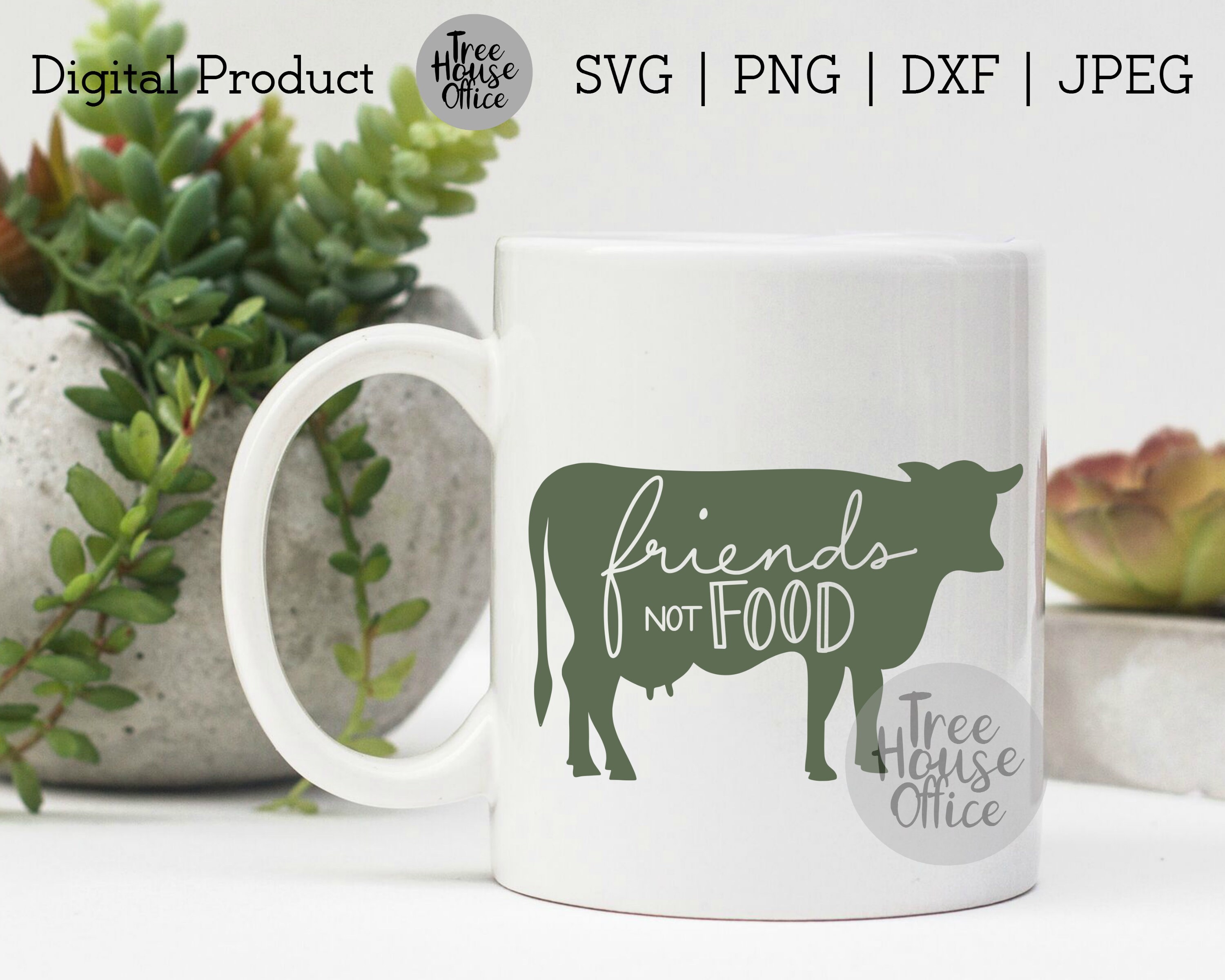 Friends Not Food SVG DXF JPEG Png, Vegan Svg, Vegetarian Herbivore Svg ...