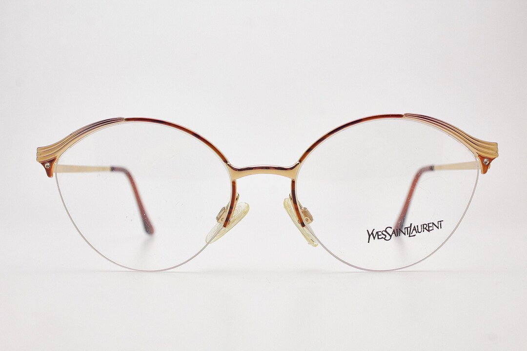 YSL Vintage Eye Glasses 1980s YVES SAINT Laurent Golden Frame/cat Eye ...