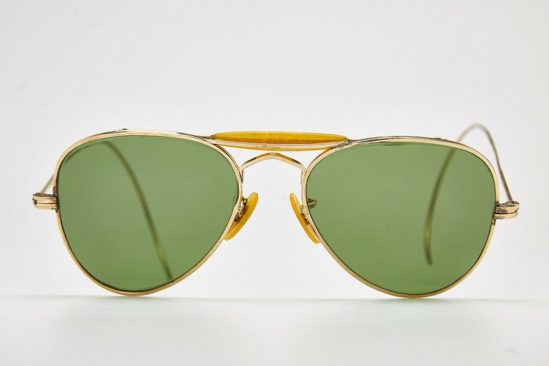 Vintage Eye Glasses 80s/pilot 1/10 12 KGF Green Lenses Smal Size ...