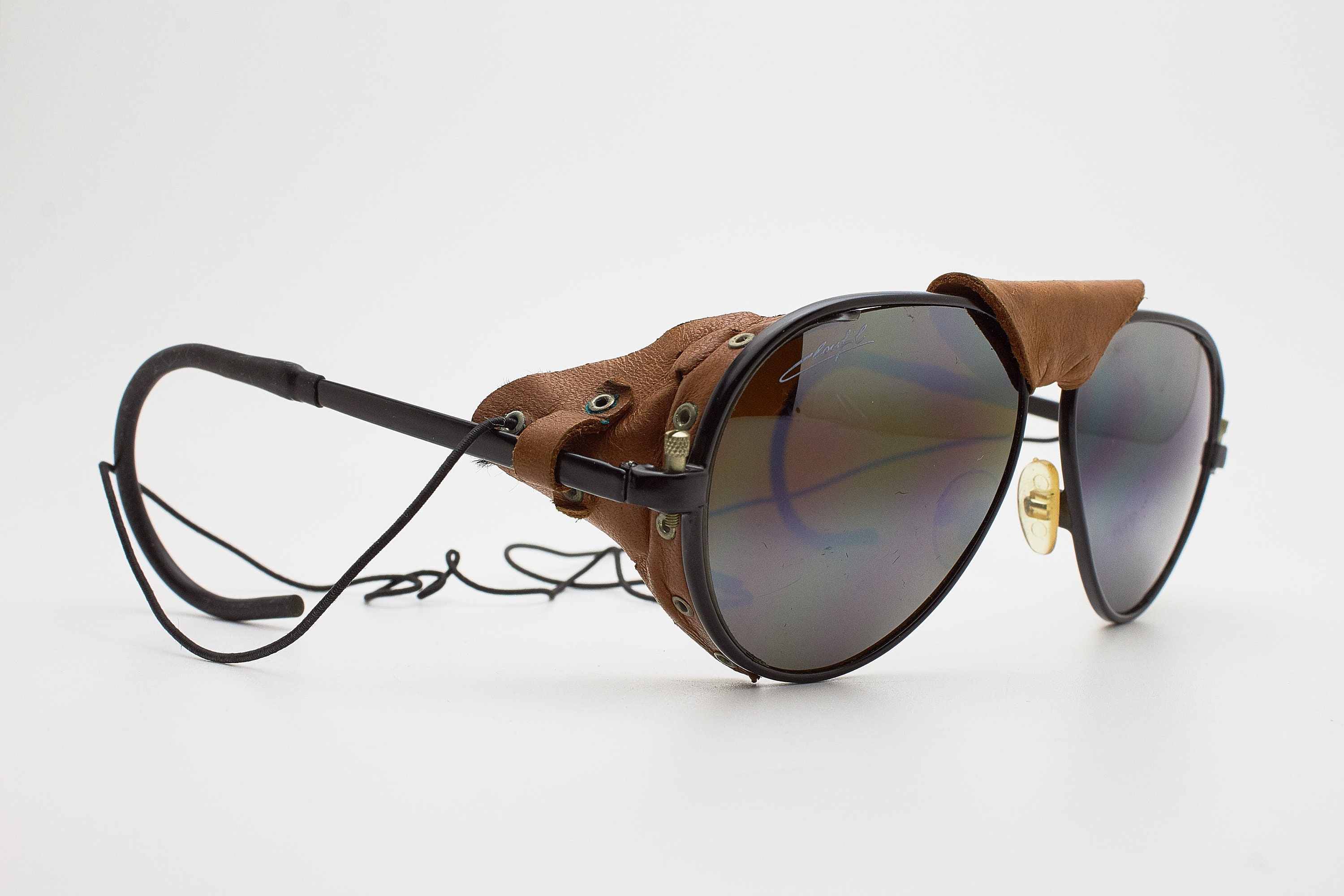 CLANFIN Leather Vintage Sunglasses Collection Mirrorles Unisex Arctic ...