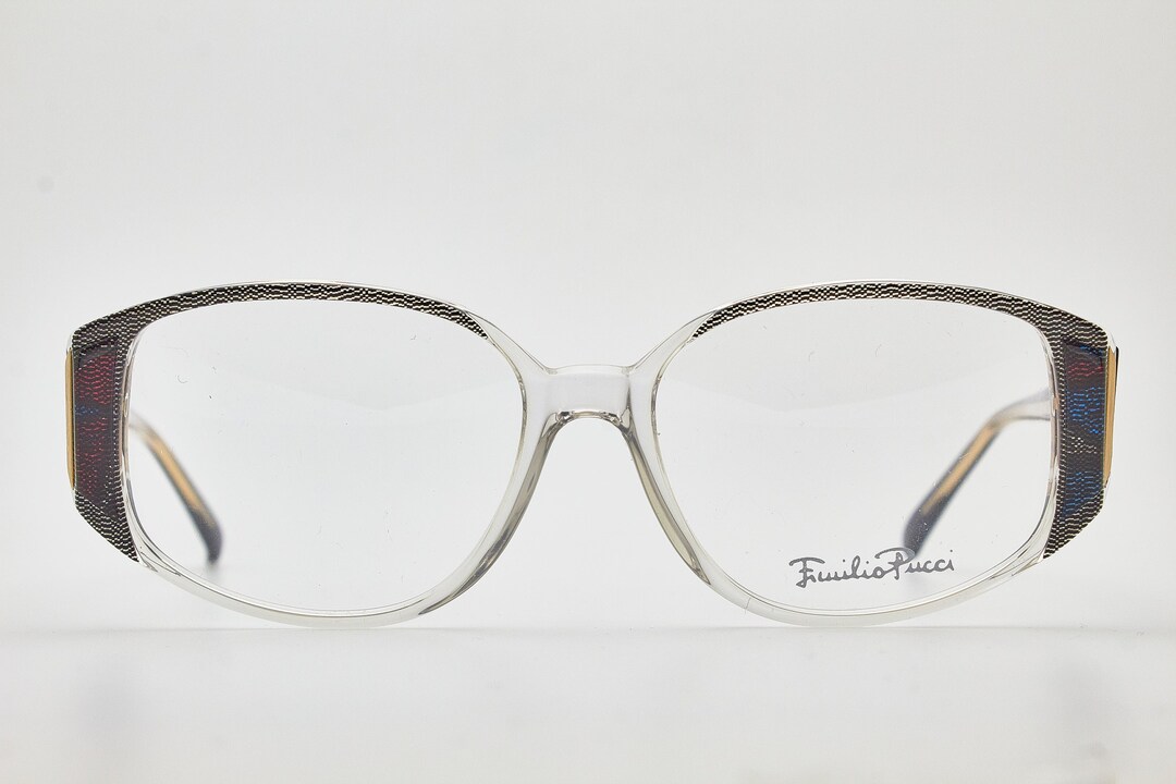 EMILIO PUCCI Vintage Eye Glasses 1980s Gray Clear Oversize Sunglasses ...