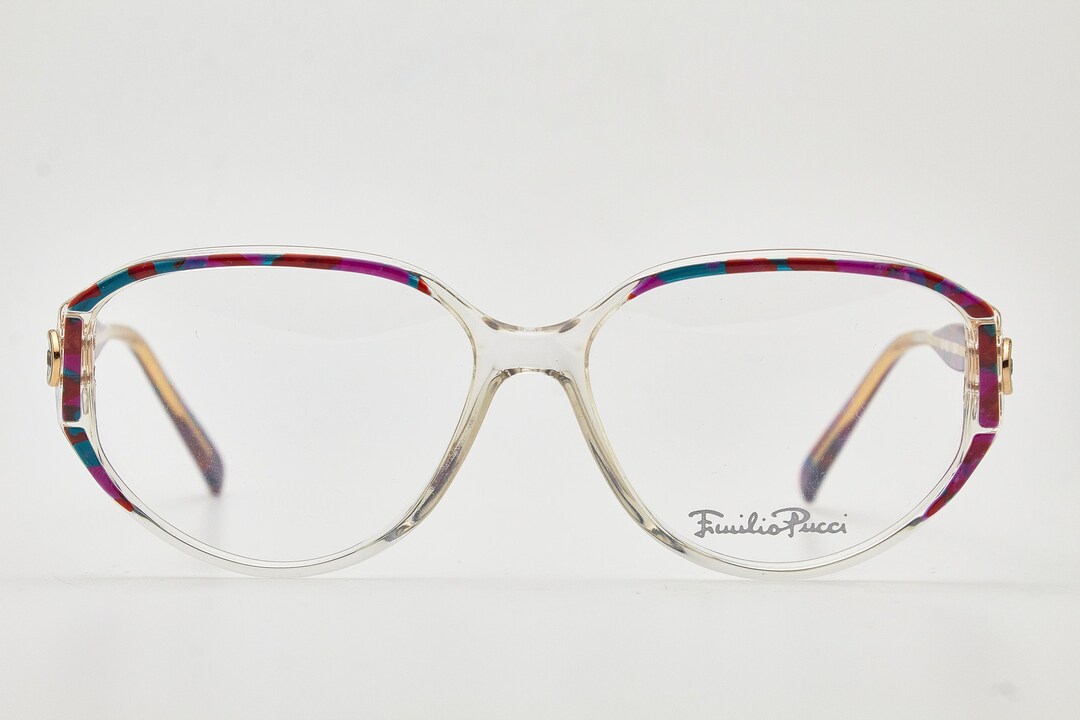 EMILIO PUCCI Vintage Eye Glasses 1980s Brown Clear Oversize Sunglasses ...