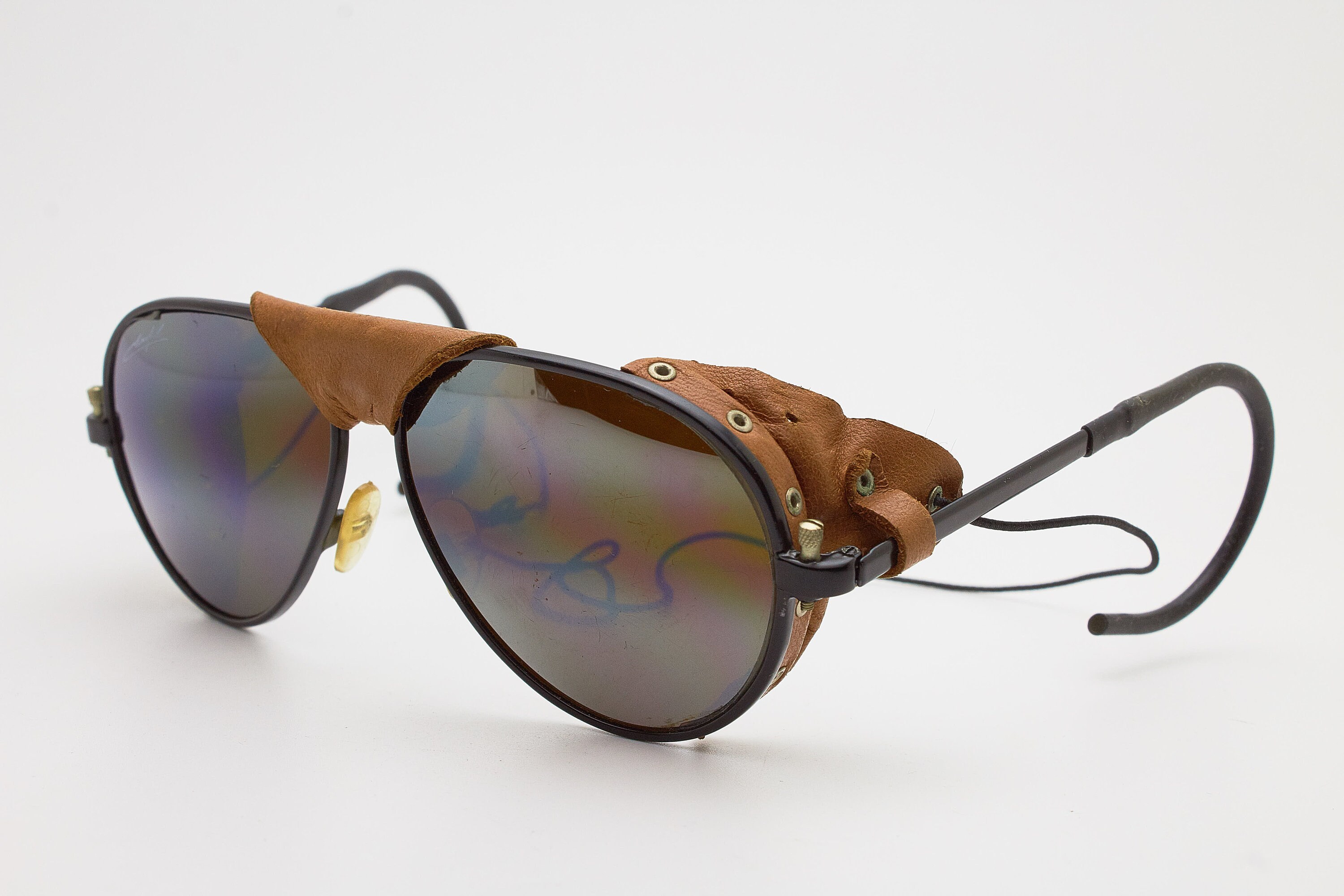 CLANFIN Leather Vintage Sunglasses Collection Mirrorles Unisex Arctic ...