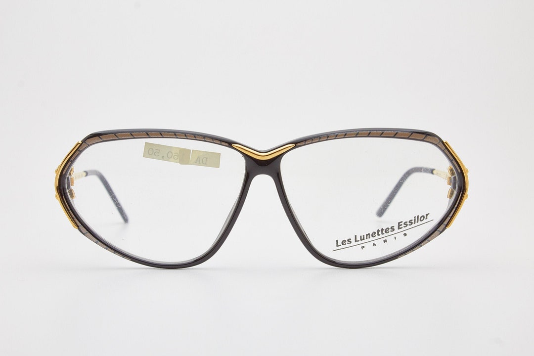 LES LUNETTES ESSILOR 635 Vintage Eye Glasses 1980s Golden Frame ...
