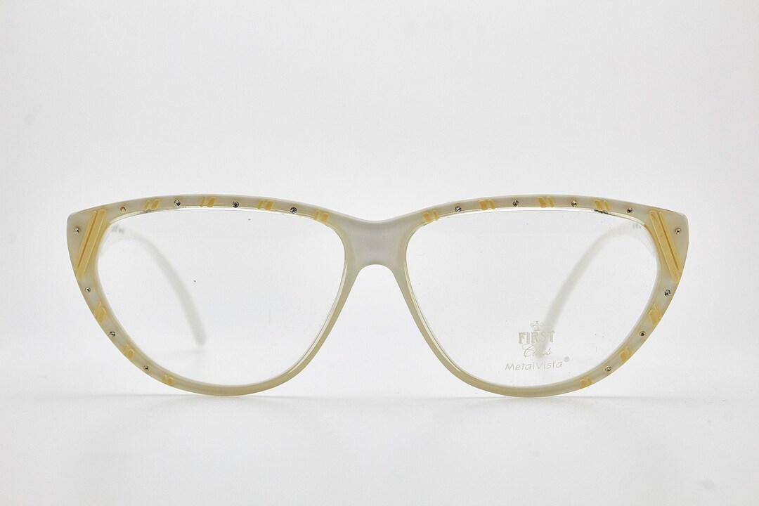 1980s Glasses METALVISTA FIRST CLASS 106 White Frame/hipster Eyewear ...