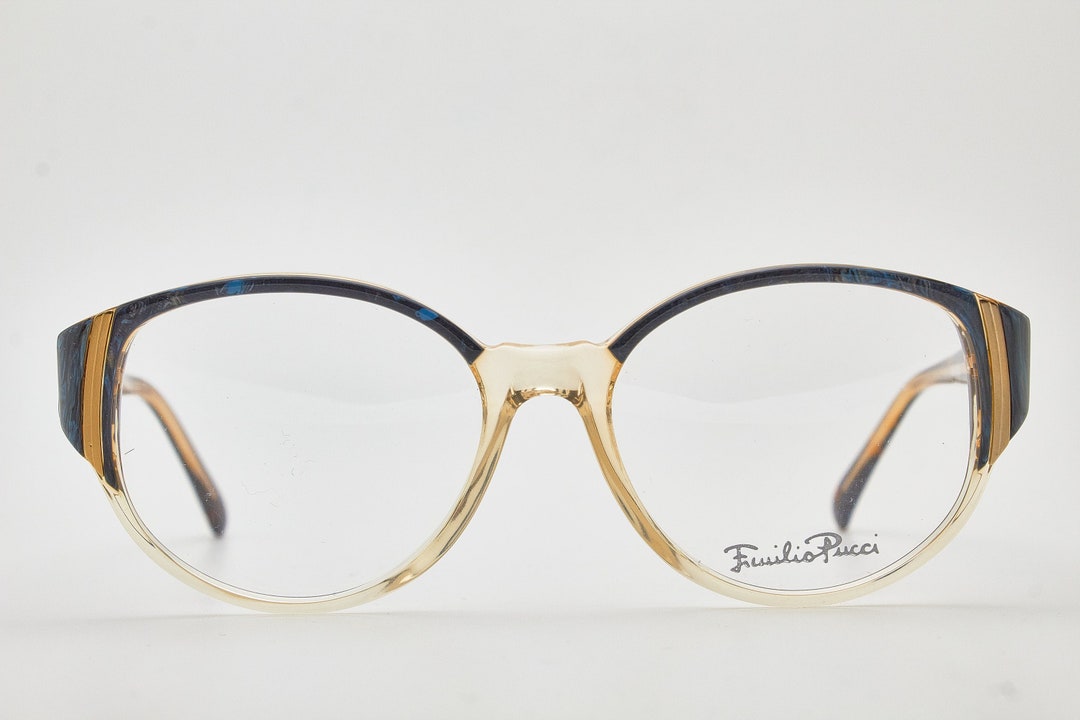 EMILIO PUCCI Vintage Eye Glasses 1980s Blue Clear Oversize Sunglasses ...