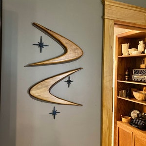 Mid Century Modern Style Three Dimensional Boomerangs Wooden Wall ...