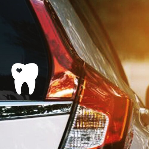Tooth Vinyl Decal Tooth With Heart Car Window Sticker Decal | Etsy