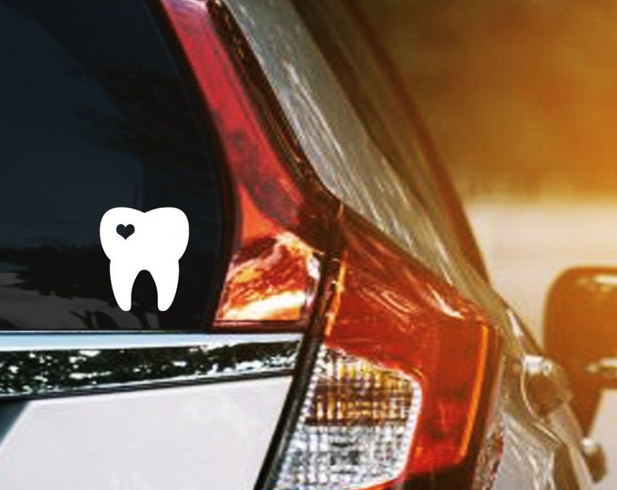Tooth Vinyl Decal, Tooth With Heart Car Window Sticker, Decal Gifts for ...