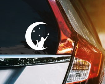Black Cat and Moon// Celestial Collection Sticker - Etsy