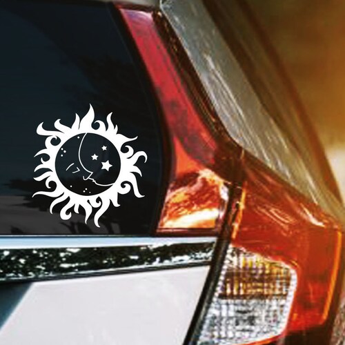 Sun and Moon Vinyl Decal Moon Face Car Window Sticker | Etsy