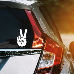 Hand Peace Sign Vinyl Decal, Peace Car Window Sticker, Be Kind, Surfer ...