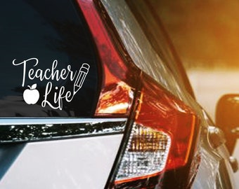 Teacher Life Car Decal Apple Educator Best Teacher Teaching Vinyl ...