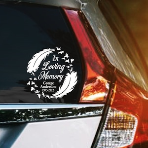 In Loving Memory Vinyl Decal, Customized Name and Date Sticker, Tribute ...