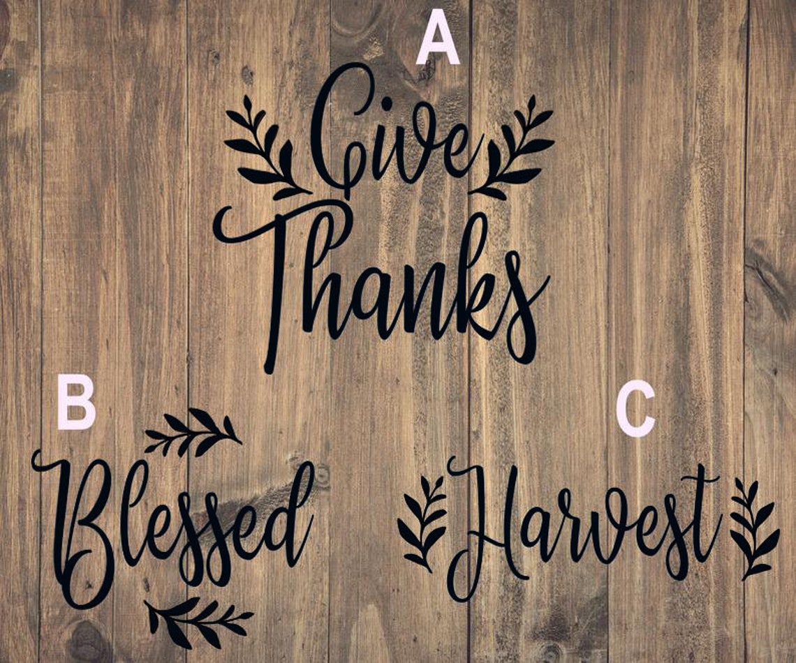 Give Thanks Vinyl Decal Thanksgiving Decals for Pumpkins & | Etsy
