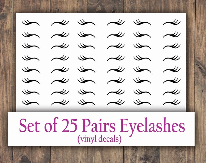 Set of 25 Eyelash Pairs Decals, Unicorn Eyelashes Stickers, Sleepy ...