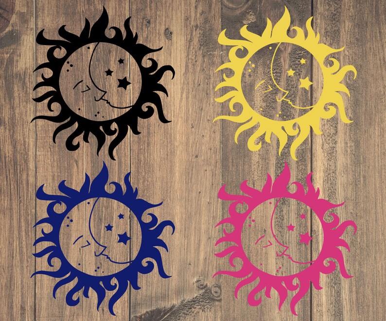 Sun and Moon Vinyl Decal, Moon Face Car Window Sticker, Horoscope ...