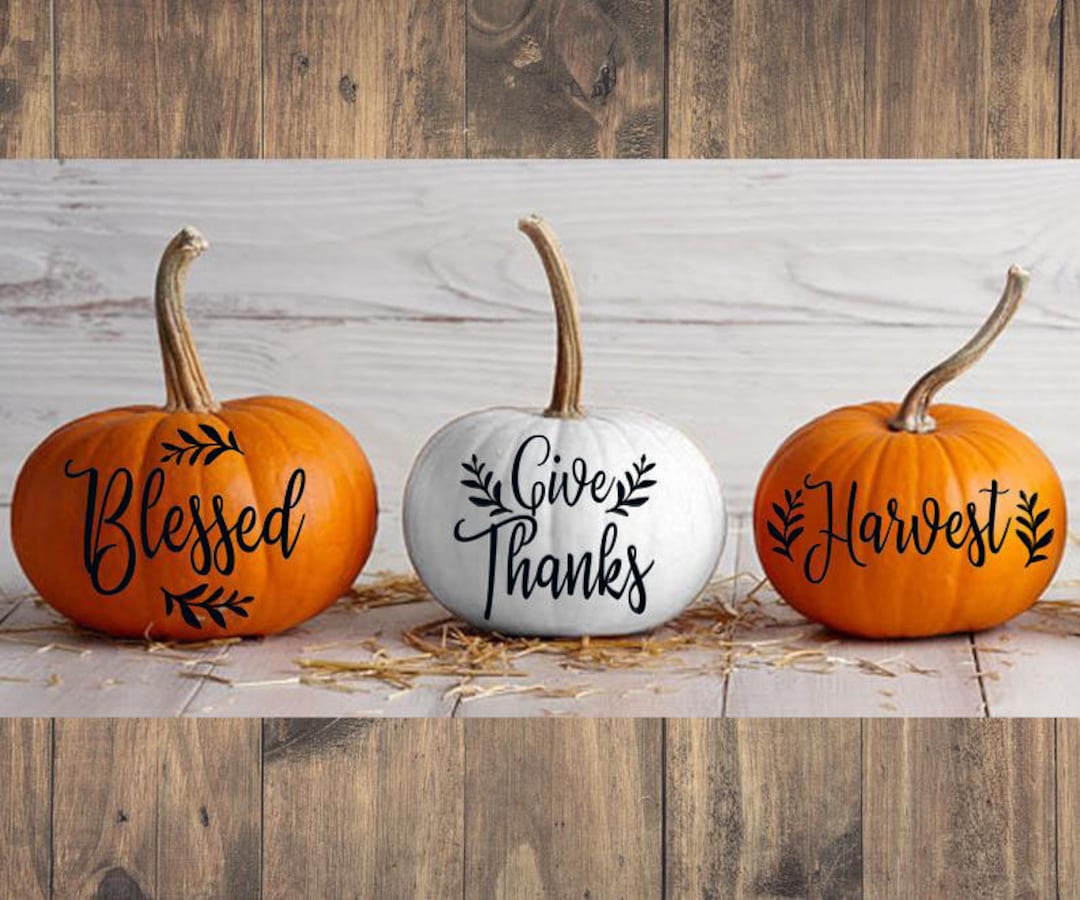 Give Thanks Vinyl Decal, Thanksgiving Decals for Pumpkins & Decorating ...