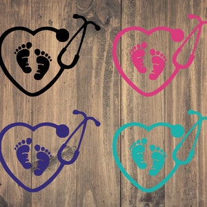 Stethoscope Heart Vinyl Decal, OB Nurse Gift Decal, Nurse Car Window ...