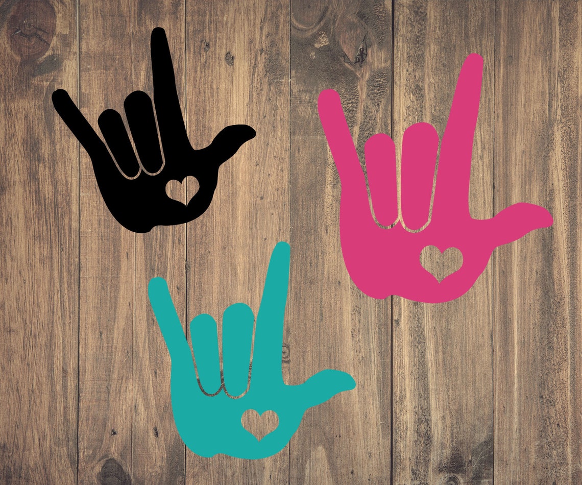 American Sign Language Vinyl Decal Sign Language Hand I Love | Etsy