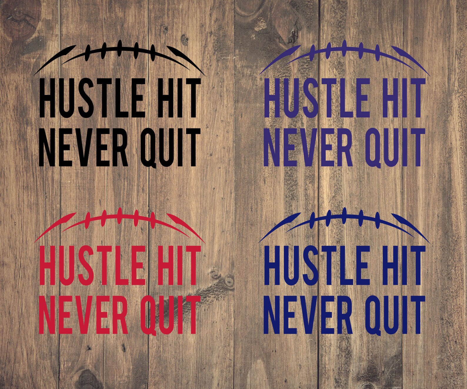 Hustle Hit Never Quit Vinyl Decal, Football Player Car Window Sticker ...