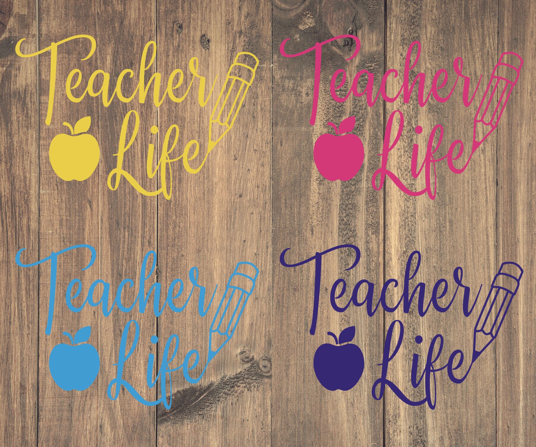 Teacher Life Vinyl Decal Teacher Car Window Sticker W/ Apple - Etsy