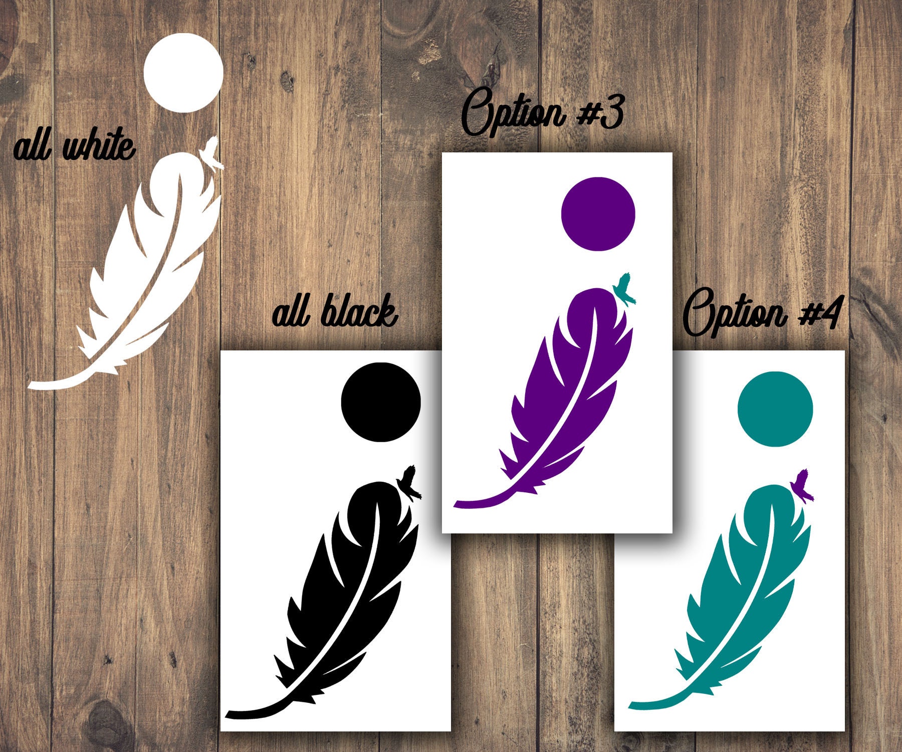 Semicolon and Bird Feather Window Sticker for Suicide Awareness ...