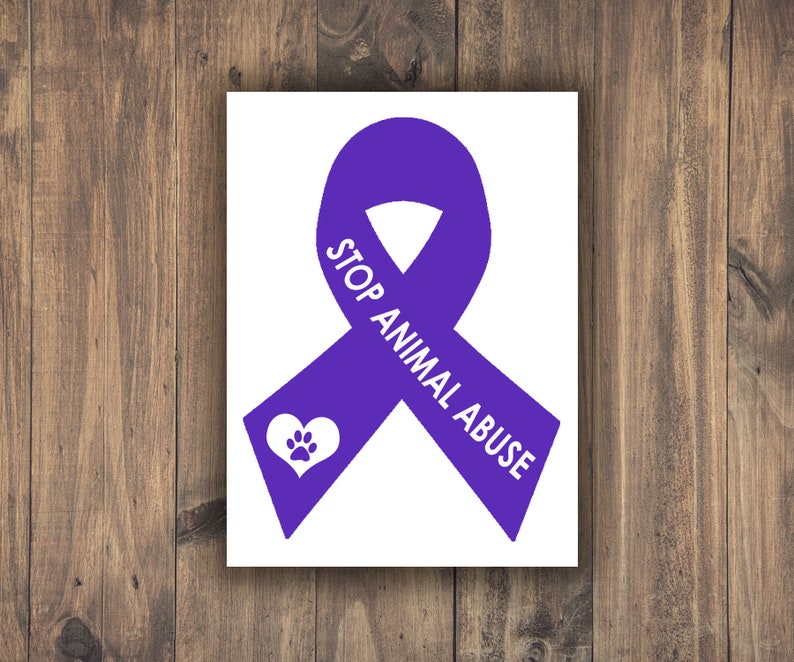 Animal Abuse Awareness Ribbon Vinyl Decal, Stop Animal Abuse Car Window ...