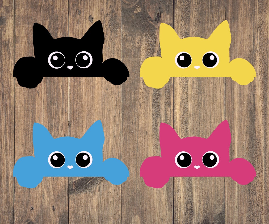 Cute Peeking Cat Car Window Sticker Kawaii Kitten Decal - Etsy