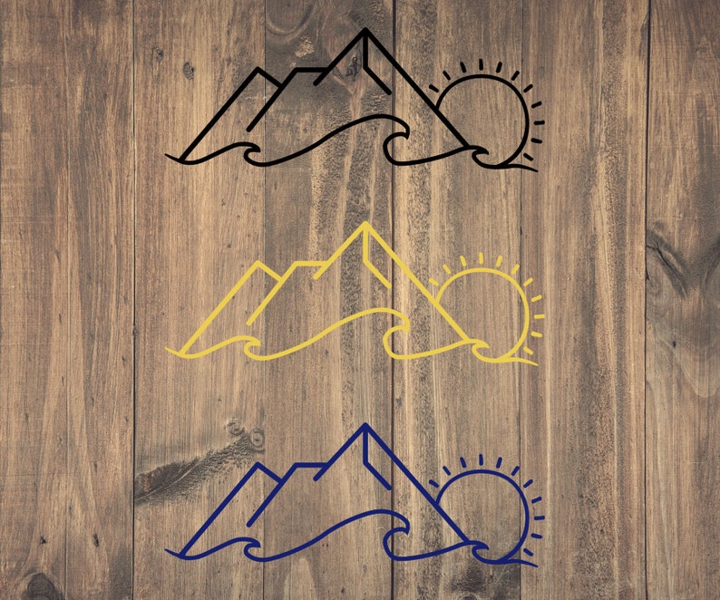 Mountains Wave Sun Vinyl Decal Mountain Car Window Sticker - Etsy