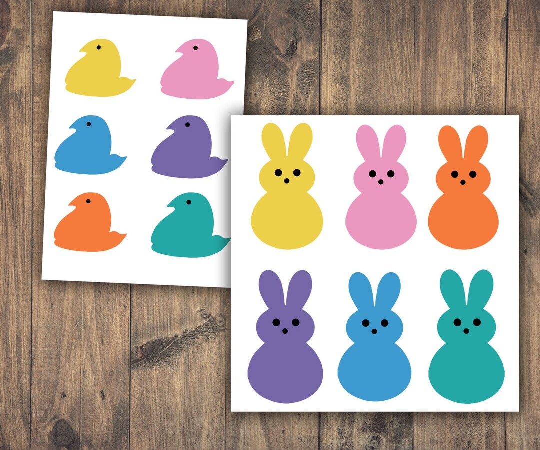 Easter Peep Decals, Set of Bunny Peeps or Chick Peeps Stickers Cute ...