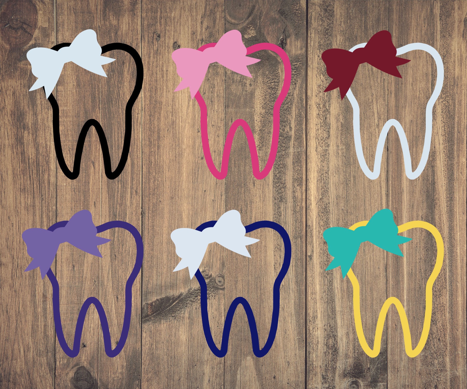 Tooth With Bow Vinyl Decal Dental Profession Car Window - Etsy