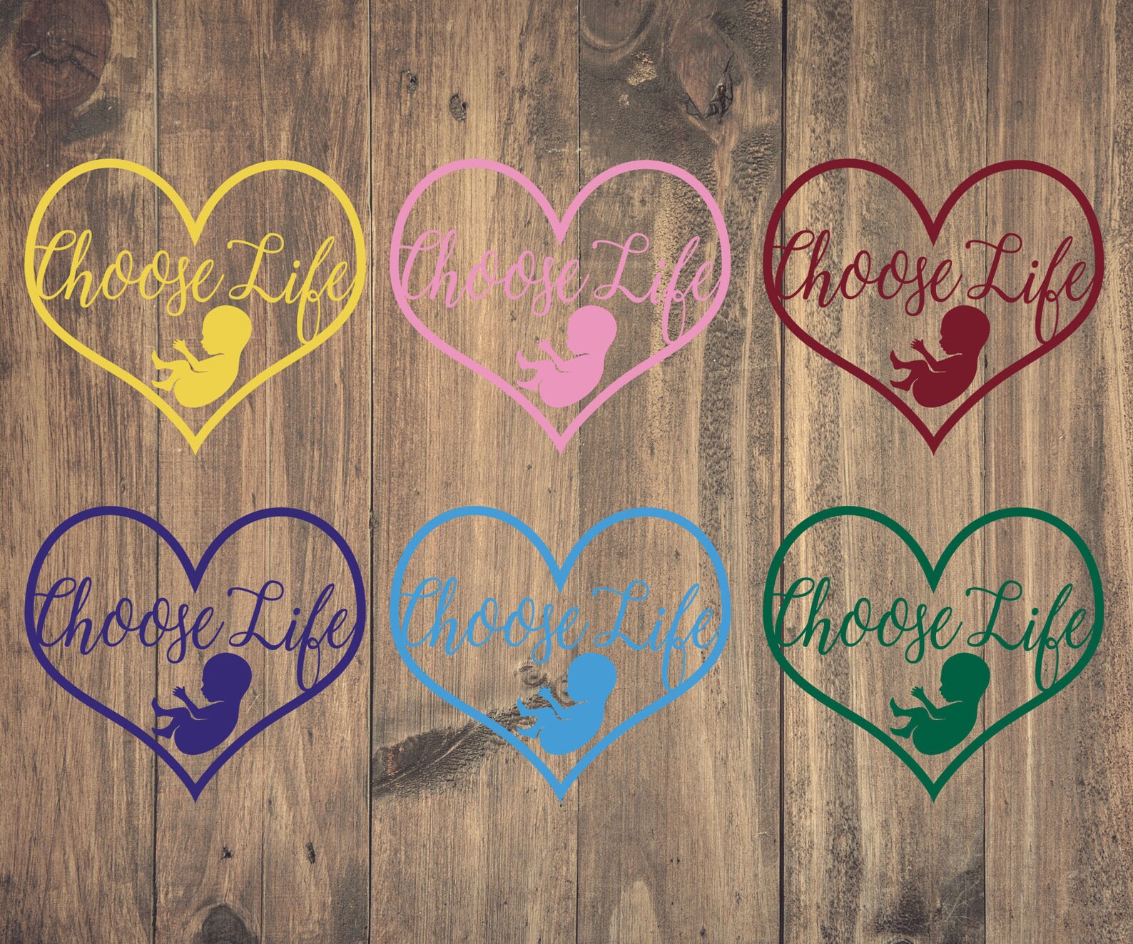 Choose Life Vinyl Decal With Baby Fetus in Heart, Pro Life Sticker ...