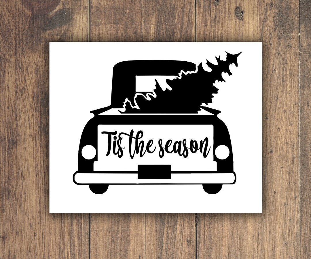 Tis the Season Vinyl Decal, Christmas Truck With Tree Decal, Holiday ...