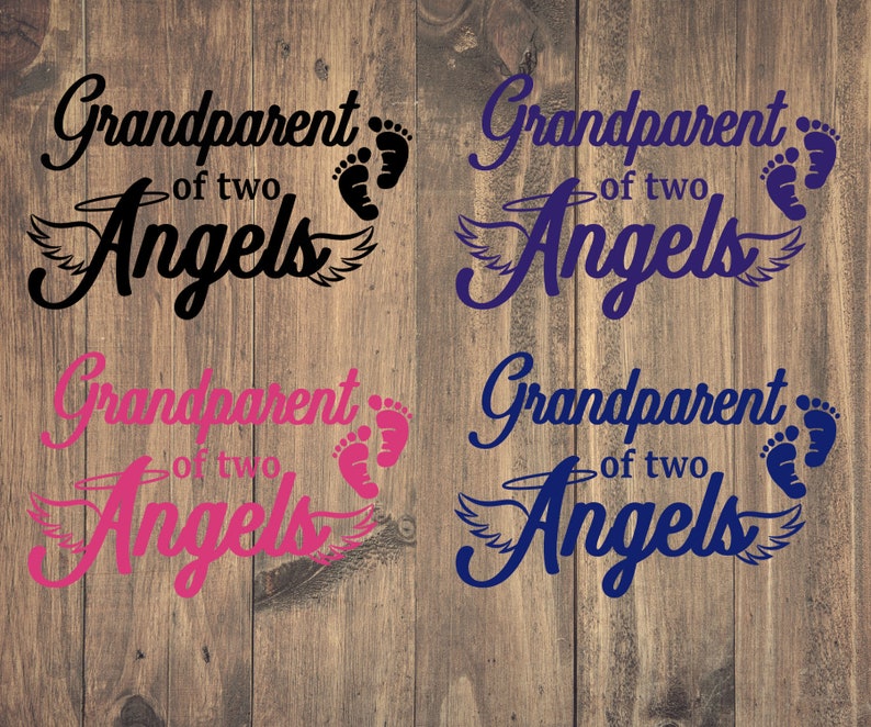 Grandparent of Two Angels Vinyl Decal, Twin Baby Loss Memorial Car ...