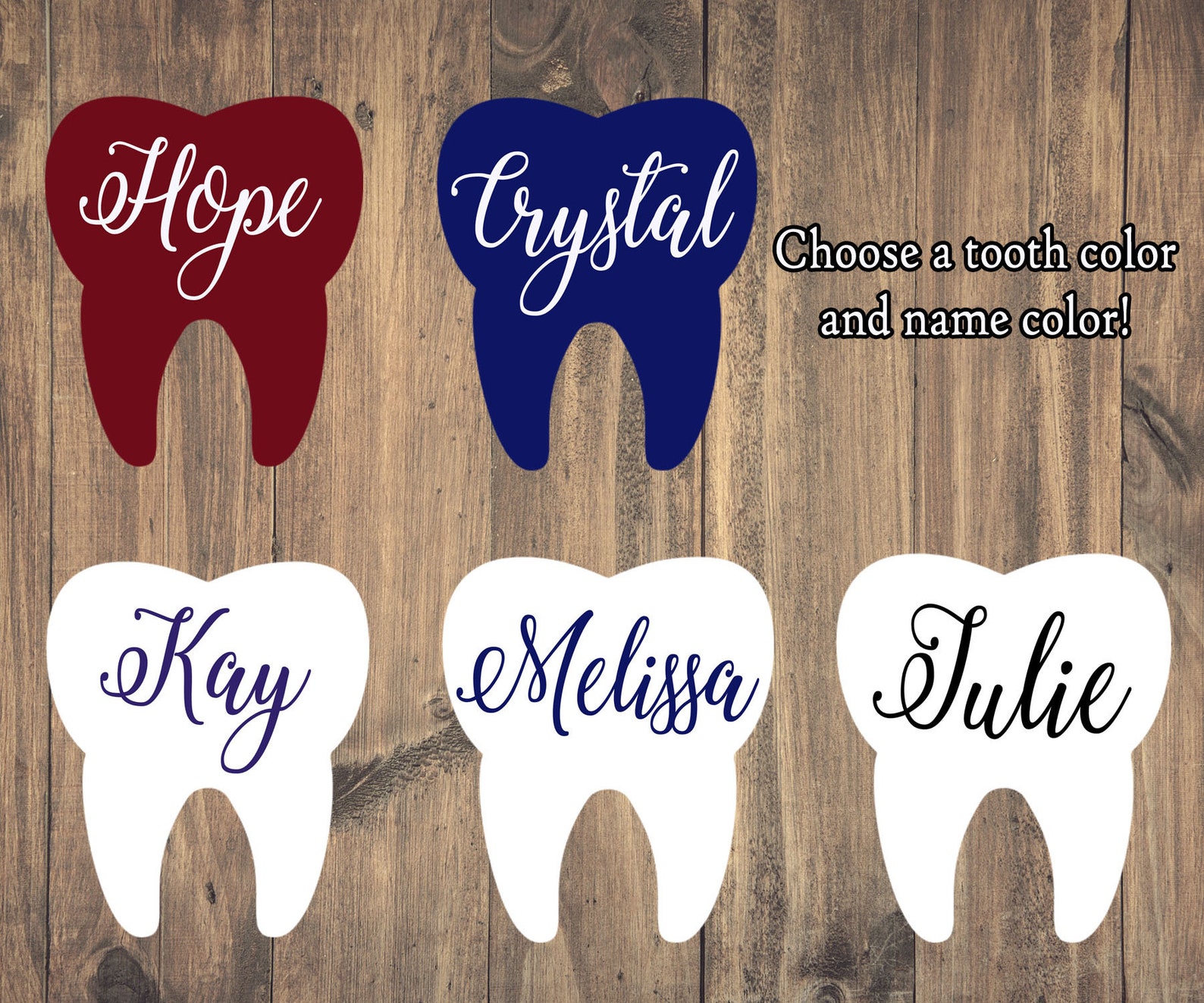 Custom Name Tooth Vinyl Decal, Tooth Car Window Sticker, Decal Gifts ...