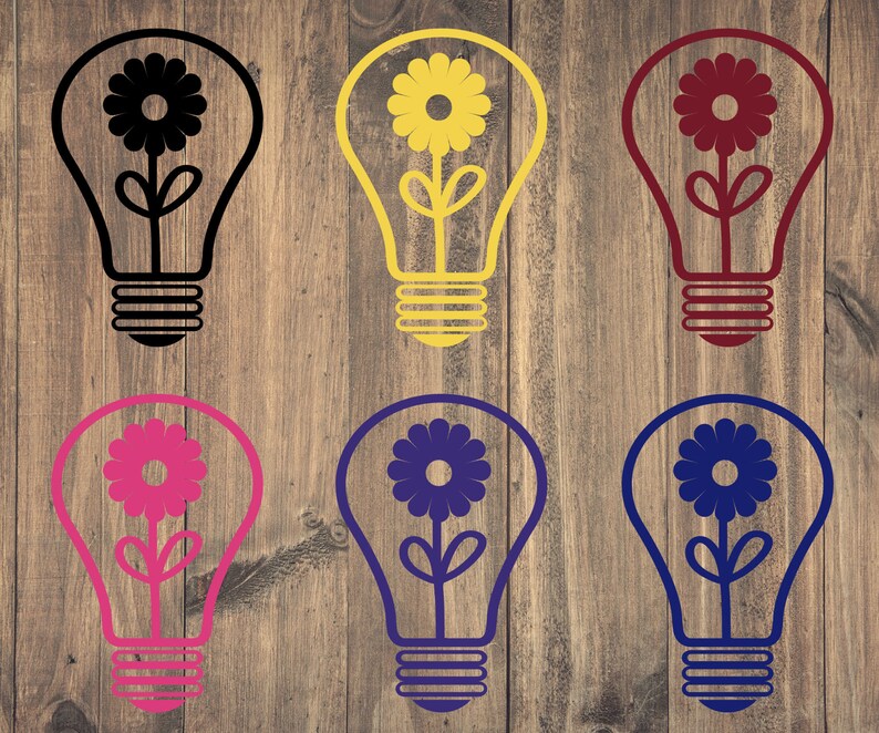 Lightbulb Flower Decal, Bright Idea Sticker, Gardener Car Window ...