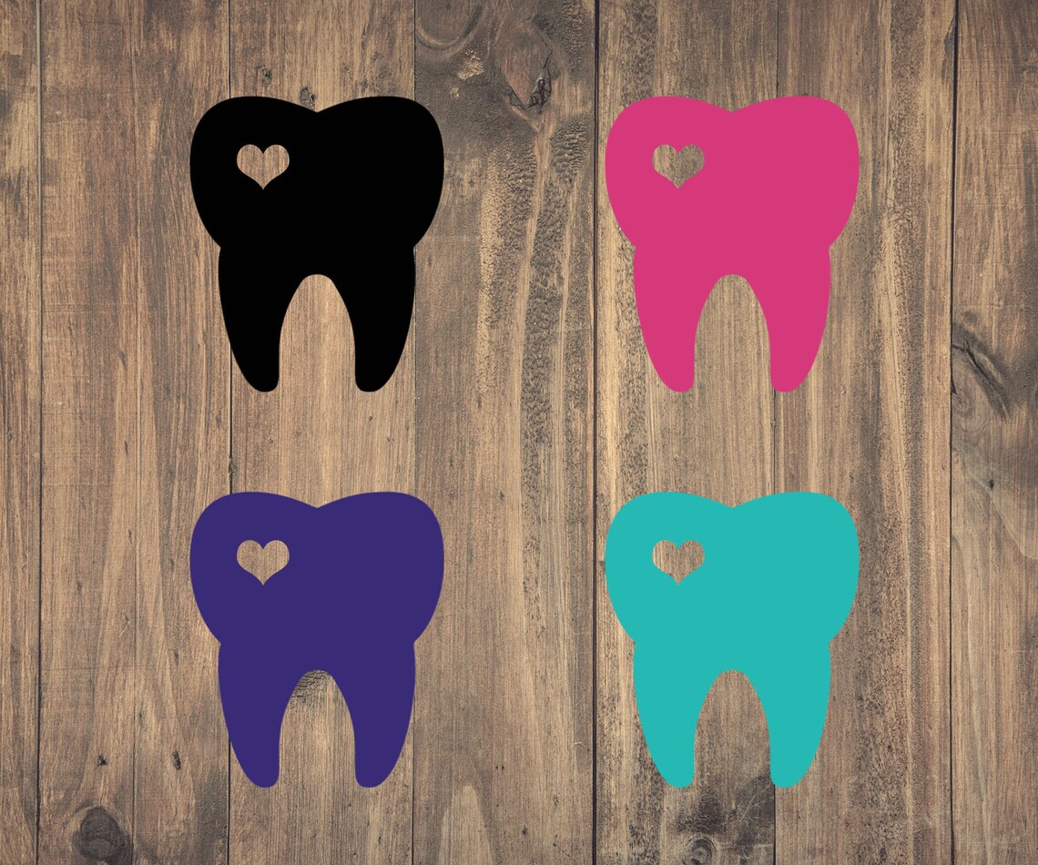 Tooth Vinyl Decal, Tooth With Heart Car Window Sticker, Decal Gifts for ...