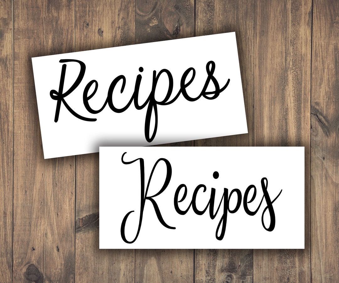 Recipes Vinyl Decal, Recipe Book Sticker, Decals for Kitchen Craft ...