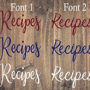 Recipes Vinyl Decal, Recipe Book Sticker, Decals for Kitchen Craft ...