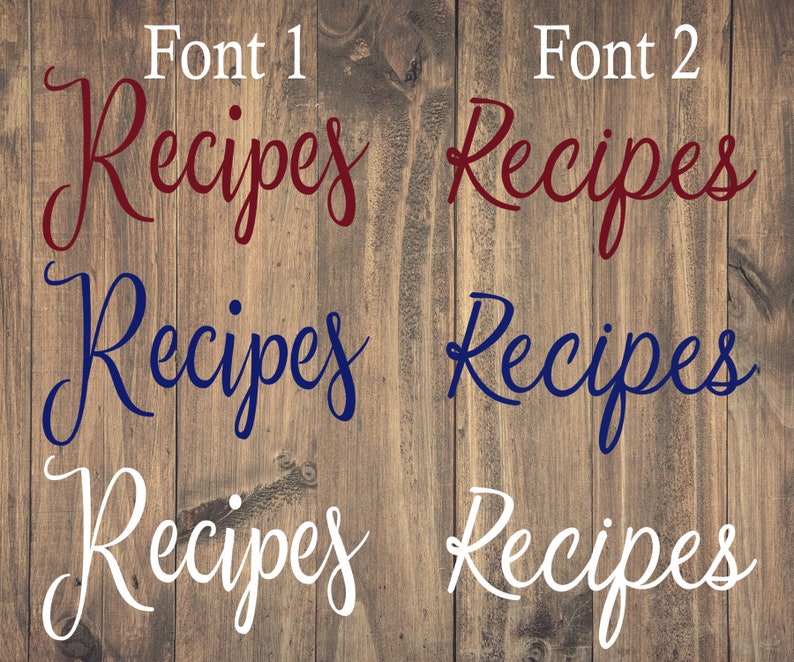 Recipes Vinyl Decal, Recipe Book Sticker, Decals for Kitchen Craft ...