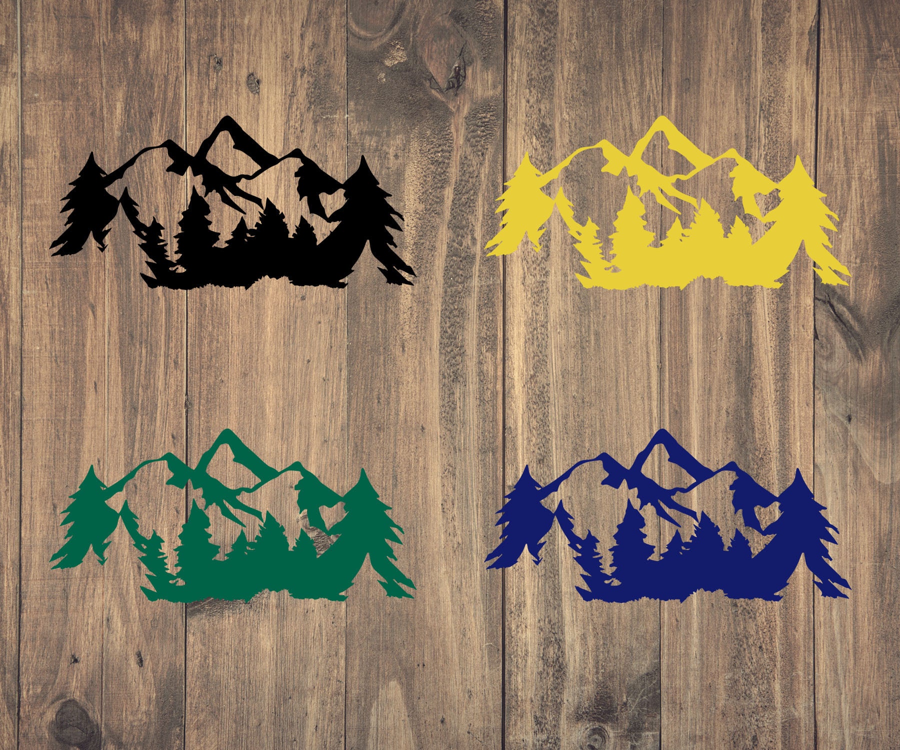 Mountains & Trees Vinyl Decal Mountain Car Window Sticker | Etsy