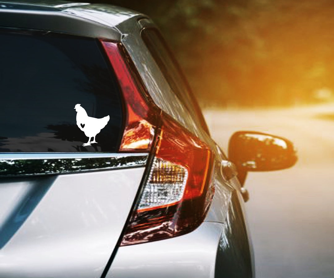 Chicken With Heart Vinyl Decal, Chicken Love Car Window Sticker, Gifts ...