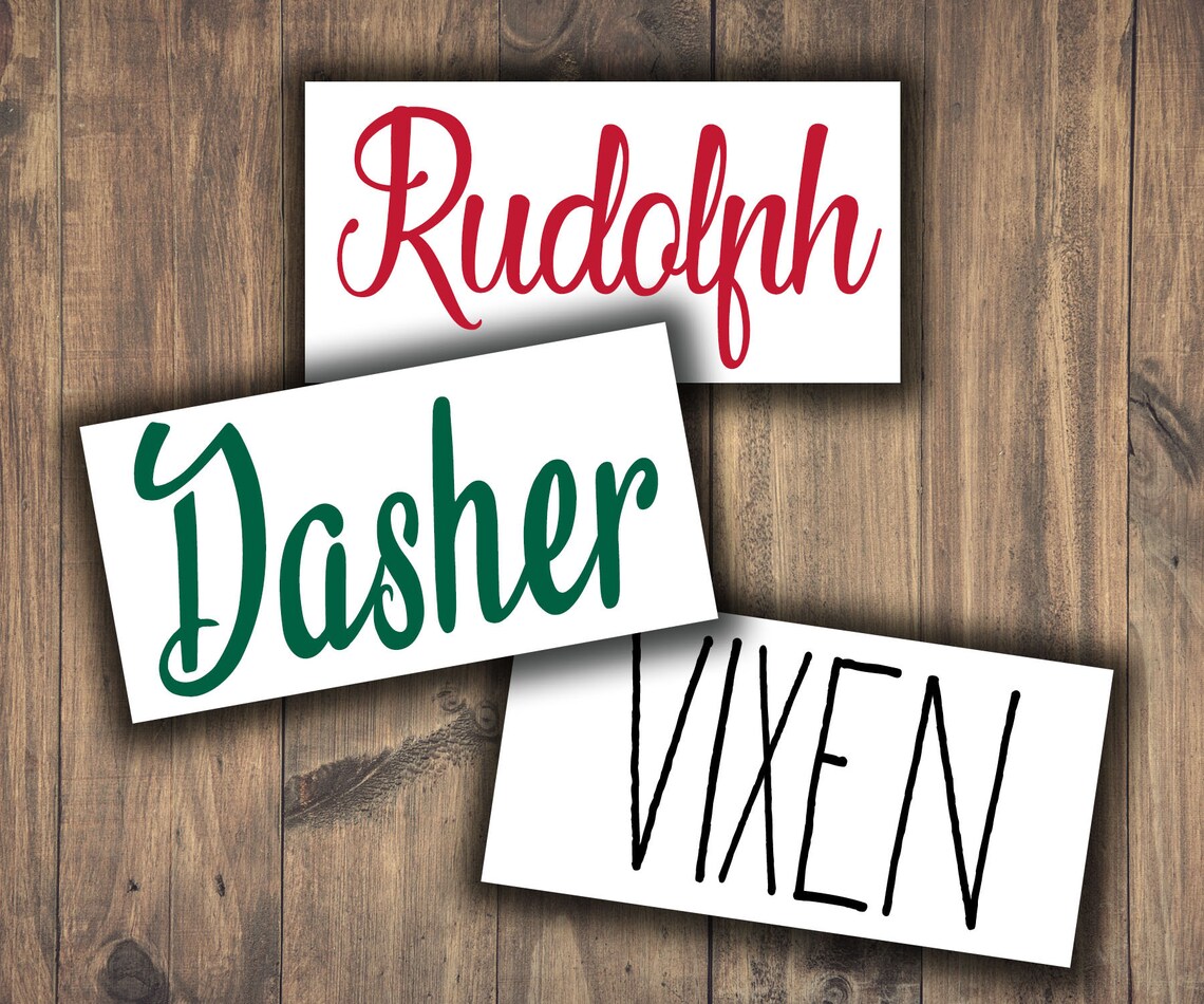 Rae Dunn Inspired Christmas Vinyl Decals Santa's Reindeer - Etsy