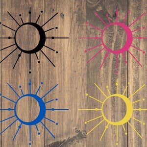 Simplistic Moon and Sun Vinyl Decal, Sun Moon Car Window Sticker, Star ...